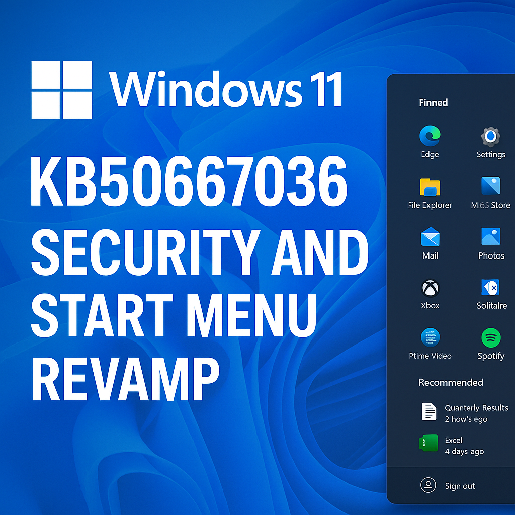 Windows 11 KB5067036 Security and Start Menu Revamp